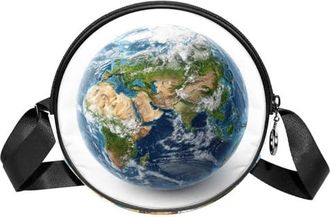 Generic Circle Sac &agrave; bandouli&egrave;re pour femme, petit sac &agrave; bandouli&egrave;re r&eacute;aliste avec fermeture &eacute;clair, bretelles r&eacute;glables, sac &agrave; main rond d&eacute;contract&eacute; pour fem