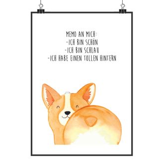 Mr. & Mrs. Panda Bild Corgi Po DIN A3 - Geschenk, Sprüche, Poster, Corgie, Hund, Wandbild, wanddeko, Plakat, Positiv, Achtsamkeit, drucke