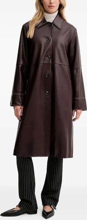 Paul Smith manteau en cuir &agrave; coutures contrastantes - Marron