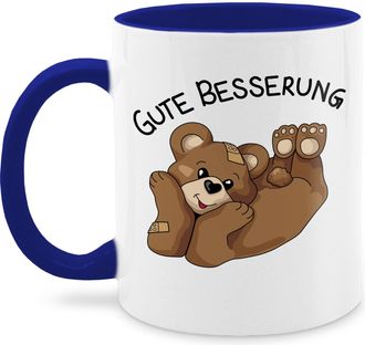 Shirtracer Tasse Tassen 325ml - Statement - Gute Besserung liegender Bär - 325 ml - Dunkelblau - kaffetassen sprüche statements kaffeetasse statement-tasse frohe