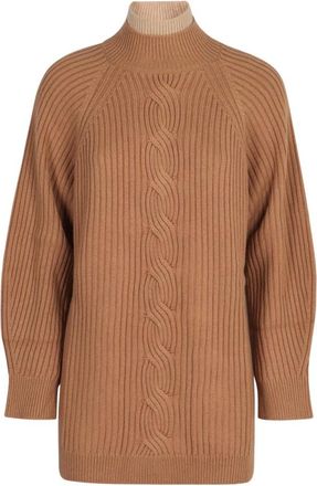 Max Mara Femme, Pulls, Brun, Taille: 42 FR Cable Knit Mock Neck Sweater