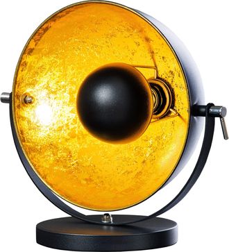 Invicta Interior riess-ambiente Moderne Tischlampe STUDIO 40 cm schwarz gold E27 Lampe mit Blattgold Optik Tischleuchte Studiolampe schwenkbar Wohnzimmerlampe