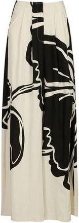 Topshop Pantalon large en lin m&eacute;lang&eacute; imprim&eacute;