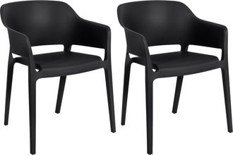 Clp 2er Set Stapelstühle Puebla I Wetterbeständiger Kunststoffstuhl I Pflegeleichter Gartenstuhl, Farbe:schwarz