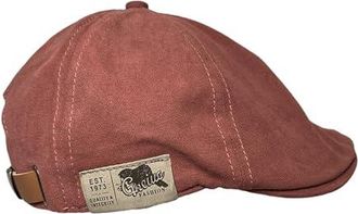 Generic B&eacute;ret d&eacute;t&eacute; vintage britannique de couleur unie r&eacute;glable pour homme, chapeau de peintre, brun clair fran&ccedil;ais, Rouge, Taille unique