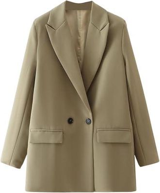 Generic Blazer Oversize pour Femme, Manches Longues, col à Revers, Boutons, Veste de Tailleur pour Le Bureau