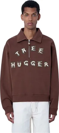 Story mfg. Story mfg., Homme, Sweatshirts et sweats &agrave; capuche, Brun, Taille: L SweaT-shirt &agrave; Col Zipp&eacute; &agrave; Moiti&eacute;