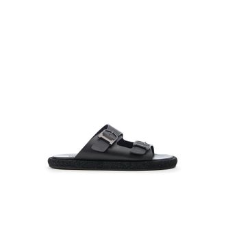 Iceberg Homme, Chaussures, Noir, Taille: 45 EU Mules noires &agrave; double bride et boucles