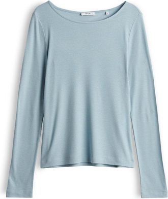 OPUS Longsleeve Smallo aus weichem Jersey Gerader Schnitt mit feiner Rippung und U-Boot-Ausschnitt