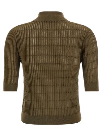Max Mara Womens Bicolor Silk Polo Shirt