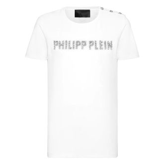 Philipp Plein Femme, Tops, Blanc, Taille: 40 FR T-Shirt Col Rond
