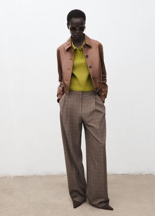 Mango Gerippter Pullover mit Poloshirt-Kragen grün - Damen - XXS - MANGO