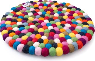 naturling Filzkugelkissen Sitzkissen 39cm rund aus 100% Schurwolle f&uuml;r St&uuml;hle und B&auml;nke