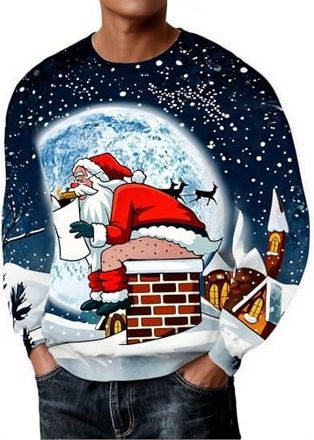 Generic Pull Noel Homme Sweat Homme Pull Noel Moche Original No&euml;l Tricot Thermique Manches Longues Imprim&eacute; F&ecirc;te