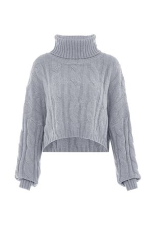 Mymo Rollkragenpullover Damen hellgrau melange