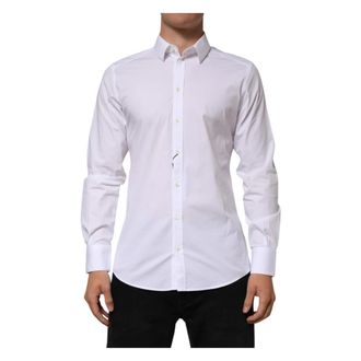 Dolce & Gabbana Wei&szlig;e Baumwolle Gold Langarmhemd - - Shirts - Herren - Wei&szlig; - XL