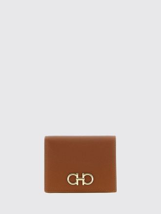 Ferragamo Gancini Bifold-Brieftasche aus genarbtem Kalbsleder mit Metall-Logo