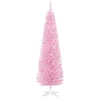 HOMCOM Künstlicher Weihnachtsbaum 180 cm Feuerfest mit 390 PVC Zweigspitzen und Metallständer Indoor Weihnachtsdekoration Einfacher Aufbau Rosa