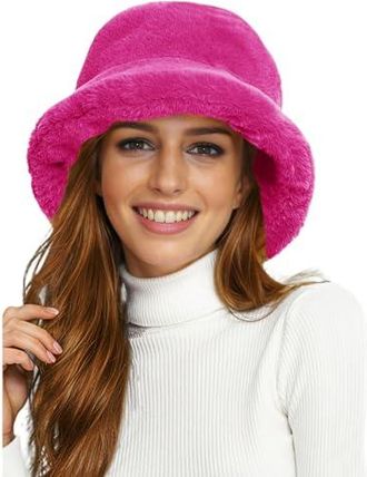 Lina & Lily Chapeau Bob Femme Homme en Fausse Fourrure (Rose Fuchsia)