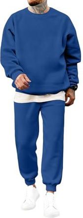 Generic Surv&ecirc;tement de sport 2 pi&egrave;ces pour homme, compos&eacute; dun sweat-shirt et dun pantalon de jogging pour homme, en coton m&eacute;lang&eacute;, avec col rond et taille &eacute;la