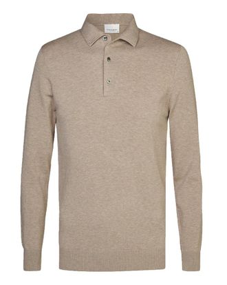 Profuomo Langarm-Poloshirt aus TENCEL und Seide in