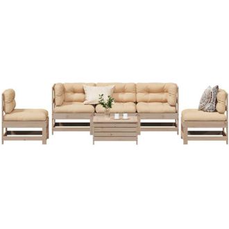 vidaXL vidaXL 6-tlg. Garten-Lounge-Set mit Kissen Massivholz Kiefer