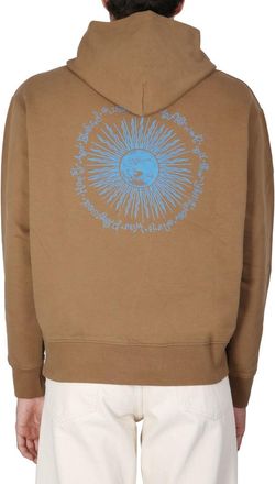 Sunflower Logo-Embroidered Cotton Hoodie - Beige
