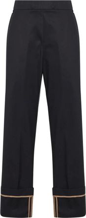 Herno Femme, Pantalons, Noir, Taille: 42 FR Pantalon en gabardine de coton avec revers
