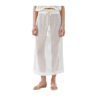 Access Fashion Access Fashion, Femme, Jupes, Blanc, Taille: 40 FR Longuette Openwork Knit Skirt
