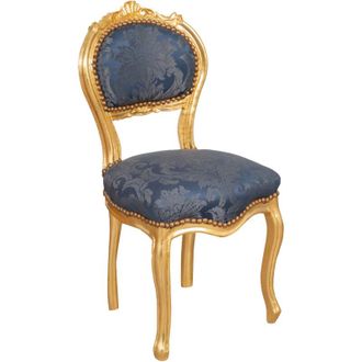 Biscottini International Biscottini - Franz&ouml;sischer Sessel im Louis XVI-Stil aus massivem Buchenholz mit Gold- und Blaufinish