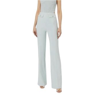Elisabetta Franchi Monogramm Satinhose mit verdecktem Rei&szlig;verschluss - - Trousers - Damen - Blau - M