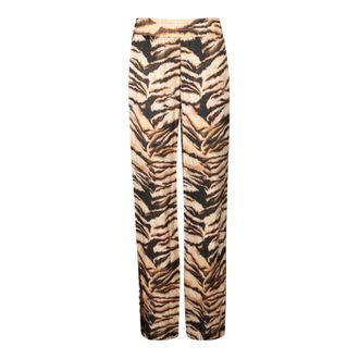 Roberto Cavalli Femme, Pantalons, Multicolore, Taille: 40 FR Pantalon taille haute &agrave; imprim&eacute; tigre
