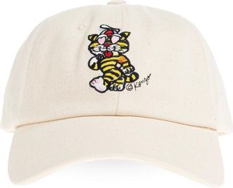 Kenzo unisex, Accessoires, Beige, Taille: ONE Size Casquette &agrave; &Eacute;cusson Brod&eacute;