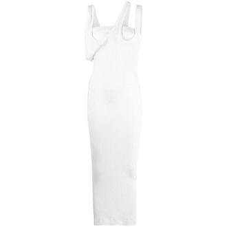 The Attico Geripptes- asymmetrisches Midikleid - - Dresses - Damen - Wei&szlig; - M