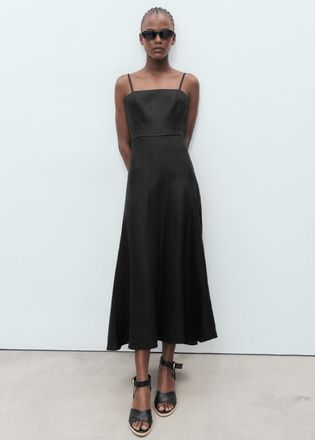 Mango Sandales compensées lanières croisées noir - Femme - 36 - MANGO