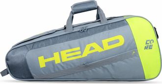 Head Core 6R Combi, Grau/Neon Gelb, 6 Racquets