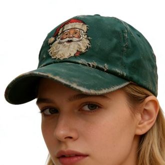 Generico Chapeau de baseball Rustic - Chapeau de No&euml;l vert vintage, vintage, r&eacute;glable, chapeau de P&egrave;re No&euml;l - Casquette unisexe pour adultes