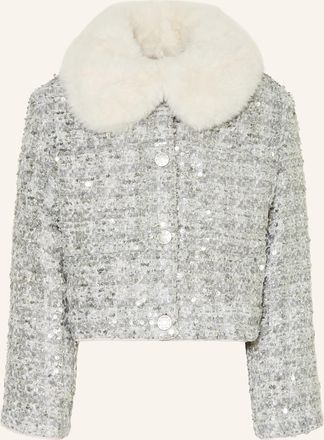 BILLIEBLUSH Kastenjacke Mit Pailletten Und Kunstfell silber