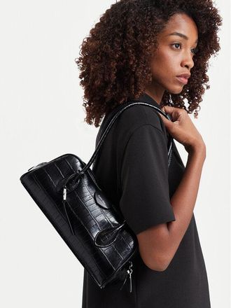 Calvin Klein Handtasche Emblem Trio Croco Shoulder Bag LV04F3780G Schwarz
