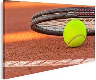 Islandburner Tableau sur toile Balle et raquette sur un court de tennis Peintures Impressions Art Poster Mural