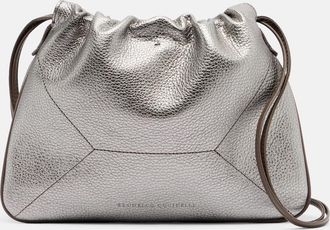 Brunello Cucinelli Sac &agrave; bandouli&egrave;re Small en cuir m&eacute;tallis&eacute;
