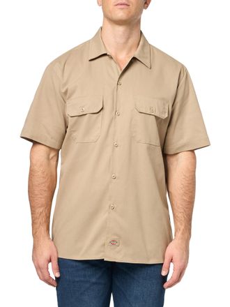 Dickies Herren Slim Fit Kurzarm Arbeitshemd Hemd mit Button-Down-Kragen, W&uuml;stensand, XL
