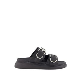 Alexander McQueen Schwarze Hybrid-Slide mit silbernen Schnallen - - Shoes - Herren - Schwarzk - 39 EU