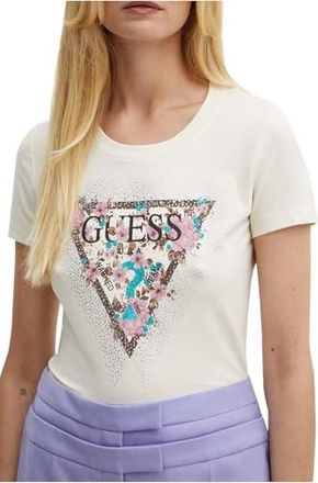 Guess Pull en tricot graphique pour femme, Blush vanille, Taille XS