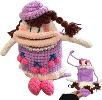 Generic Handytasche | Gestrickter Wurstmund Lustige Beuteltasche - S&uuml;&szlig;e Puppen Handyhalter Tasche,F&uuml;r Schl&uuml;ssel Karte Make-up Frauen M&auml;dchen Einkaufen Reisen 