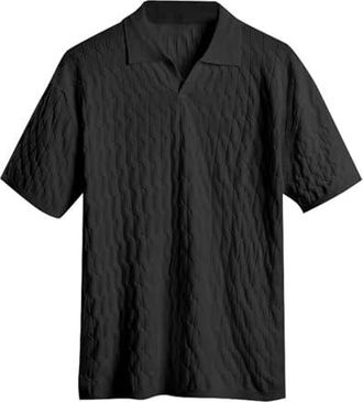 Generic Polo Pull en Tricot l&eacute;ger pour Homme avec Manches Courtes et col V Les activit&eacute;s de Loisirs Estivales Occasions d&eacute;contract&eacute;es Pendant la Saison Chaude