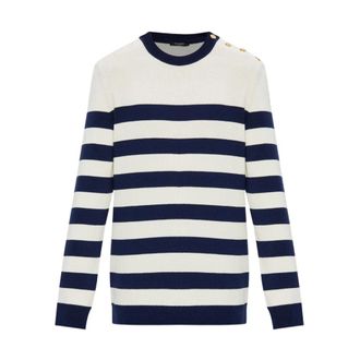 Balmain Gestreifter Strickpullover mit Rundhalsausschnitt - - Knitwear - Herren - Mehrfarbig - L