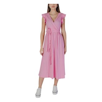 b.young Femme, Robes, Rose, Taille: 36 FR Robe Rose en Coton Col en V