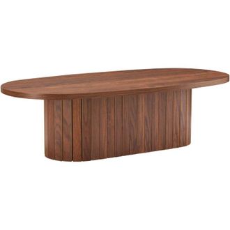 Oviala Table basse ovale en m&eacute;lamin&eacute; bois fonc&eacute;