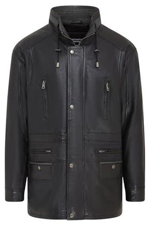 Infinity Leather Parka Classique en Cuir Italien Souple Noir Pour Homme